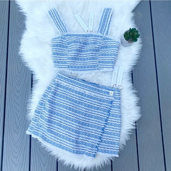 House of Harlow 1960 | Skirts | House Of Harlow 96 Blue Tweed Twopiece ...